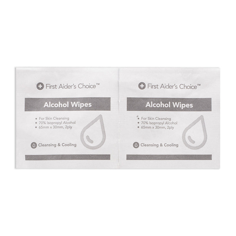 First Aider's Choice Alcohol Wipes, Pack of 100 — Trafalgar First Aid