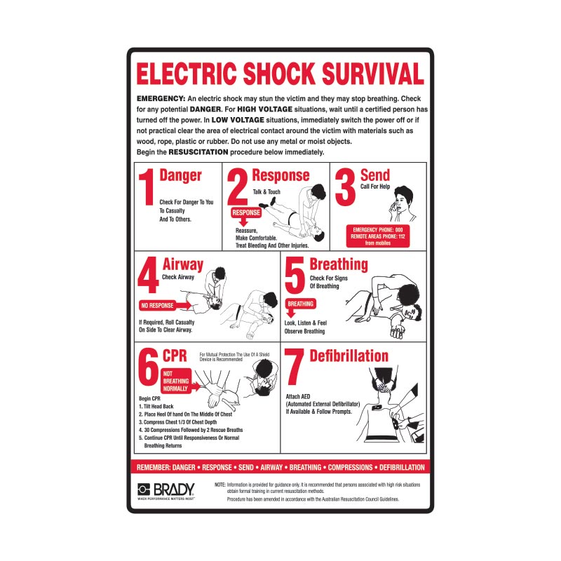 First Aid Posters - Electrical Shock Survival Sign — Trafalgar First Aid